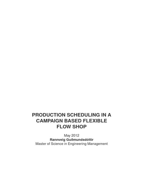 Production Scheduling In A Campaign Based Flexible Flow Shop Pdf Scheduling Production