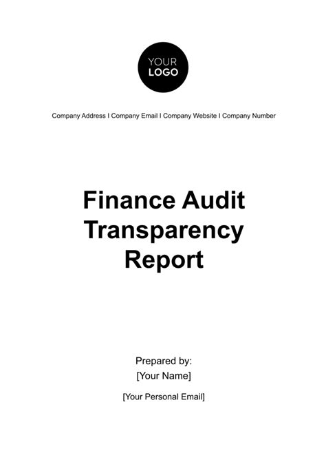 Free Finance Audit Transparency Report Template To Edit Online