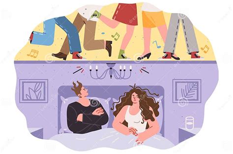 Noisy Neighbors Who Are Having Party Are Disturbing Sleep Of Married