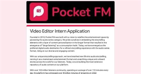 Dhruv Virendra Mehta On Linkedin Video Editor Intern Application