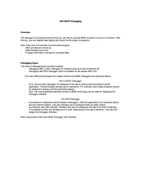 Debugging Abap Program Pdf Debugging Hypertext Transfer Protocol