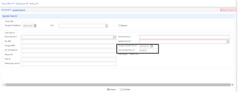Menu Update List Task Id