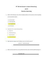 Lab Classless Subnetting Docx IFT Introduction To Internet