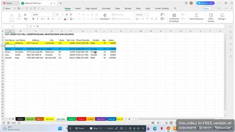 Cut Insert Cut Cell Inserting Blank Deleting Row And Column Youtube
