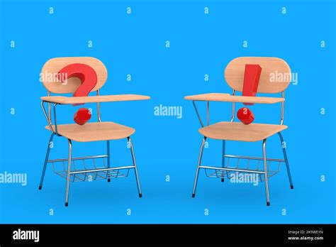Wooden Lecture School Or College Desk Table With Chairs And Question