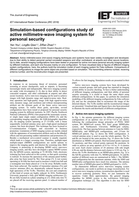 PDF Simulation Based Configurations Study Of Active Millimetre Wave Imaging System For