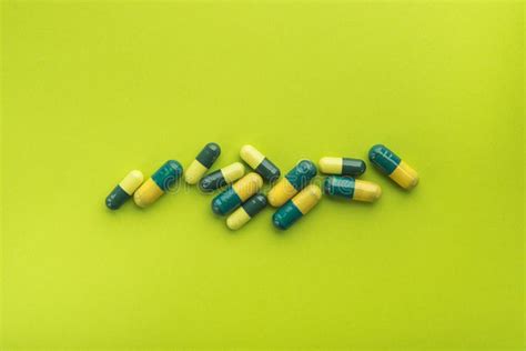 Green And Yellow Medical Capsules Stock Image Image Of Ecology Pill