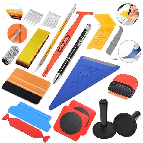 Foshio Ppf 고무 비닐 틴트 필름 설치 도구 키트 스퀴지 자석 홀더 포장 데칼 컷 나이프 예비 블레이드 Aliexpress