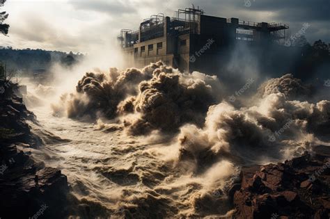 Premium Ai Image Harrowing Scenes Of Large River Floods And