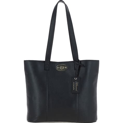Real Leather Tote Bag Black 63754
