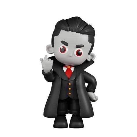 Premium Psd 3d Cartoon Dracula Vampire Giving Mini Love Pose