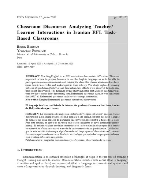 classroom discourse pdf p value english as a second or foreign