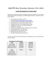 Development Of A Contour Map Lab Lab 05 Due Thursday February 17th 2015 Lab 05 Development Of