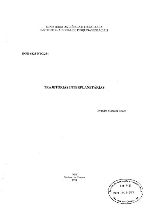 Pdf Interplanetary Trajectories