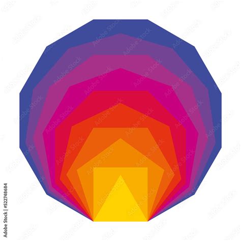 colorful convex regular polygons placed inside each other equiangular