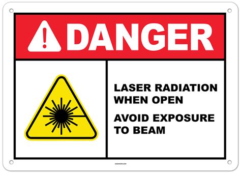 Danger Laser Radiation When Open Avoid Exposure To Beam Sign