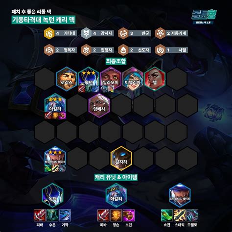 롤토체스 알려주는 형 시즌 13 덱 추천 기동타격대 녹턴 캐리 덱 롤체 롤토체스 전략적팀전투 Tft 롤토형