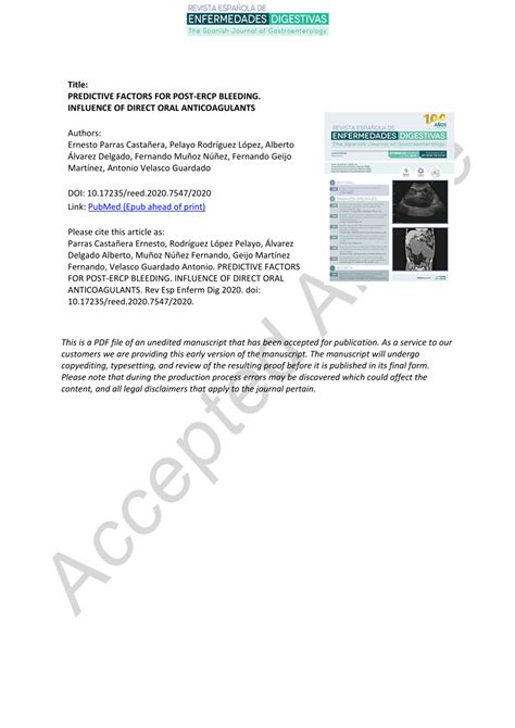 Pdf Predictive Factors For Post Ercp Bleeding Influence Of Direct