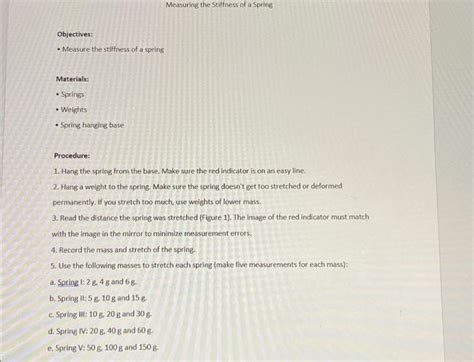 Solved Measuring The Stiffness Of A Spring Objectives Chegg