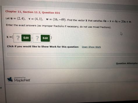 Solved Chapter 11 Section 11 2 Question 031 Let U 2 4