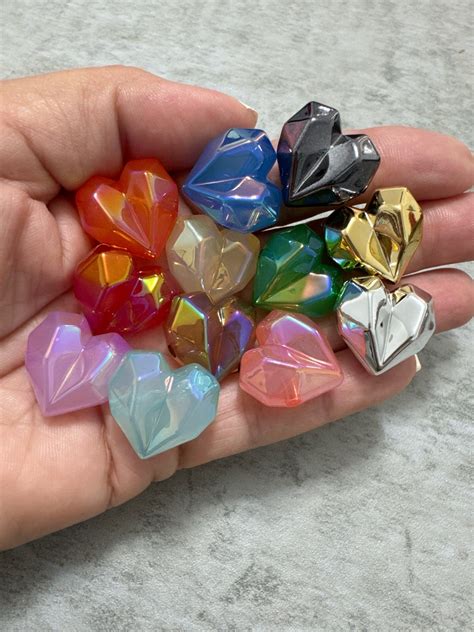 New Acrylic Geomtric Hearts 5 Random Etsy