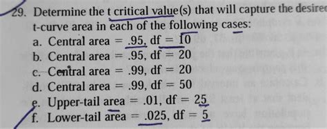 Determine The T Critical Value S That Will Studyx