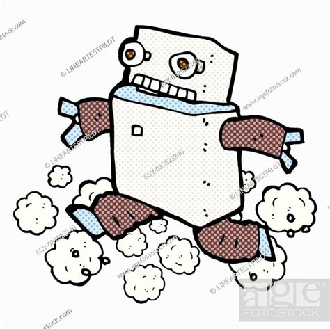 Retro Comic Book Style Cartoon Running Robot Stock Vector Vector And