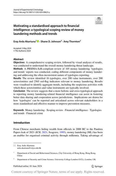 Pdf Motivating A Standardised Approach To Financial Intelligence A Typological Scoping Review