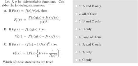 Solved Let F G Be Differentiable Functions Con Sider The Chegg