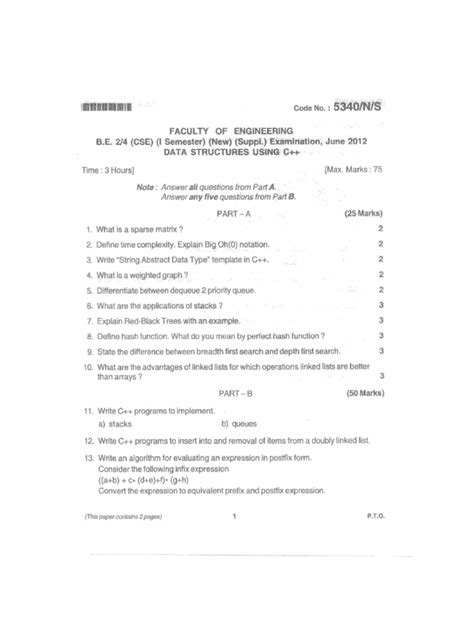 Dsa Old Question Papers Ou Pdf