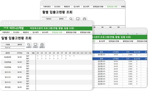 적정재고관리 프로그램연별 월별 일별 조회 비즈폼 샘플양식 다운로드