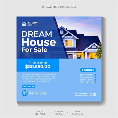 Un volante para una venta de bienes raíces con la imagen de una casa