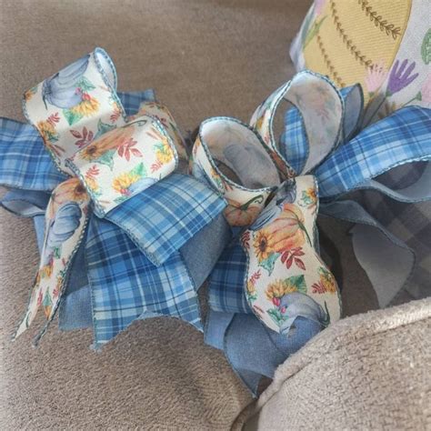 Fall Farmhouse Messy Bow For Wreath Lantern Or Swag Rustic Seasonal