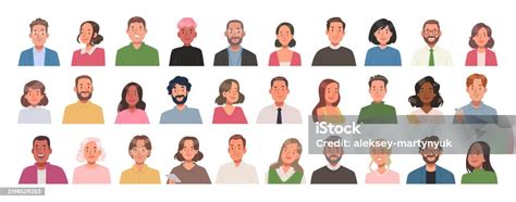 사업가 아바타 세트입니다 남성과 여성 회사원 및 동료의 초상화 컬렉션 벡터 일러스트 레이 션 고객에 대한 스톡 벡터 아트 및 기타 이미지 Istock