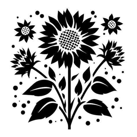 Premium Vector Sunflower With Silhouette Style And Stencil Design