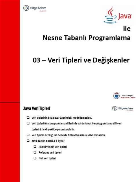 Javase 03 Veri Tipleri Ve Değişkenler Pdf