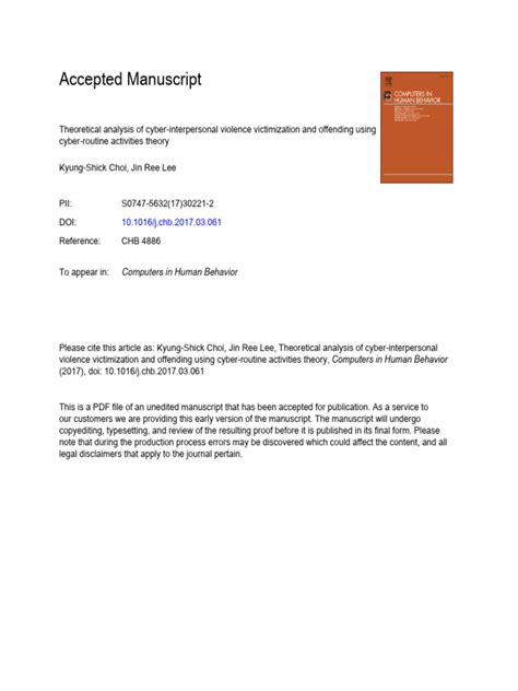Theoretical Analysis Of Cyber Interpersonal Violence Victimization And