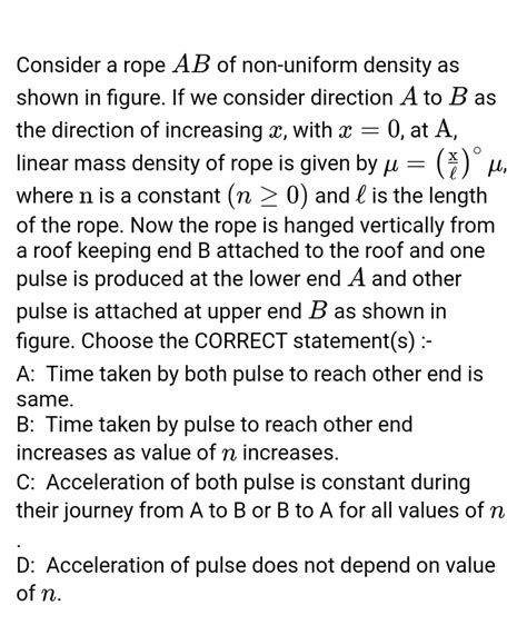 Consider A Rope A B Of Non Uniform Density As Shown In Figure If We Cons