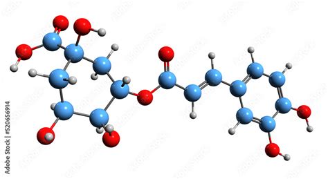 3d Image Of Neochlorogenic Acid Skeletal Formula Molecular Chemical