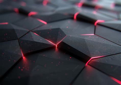 Abstract Geometric Pattern With Glowing Red Lines On A Dark Surface Background Abstract