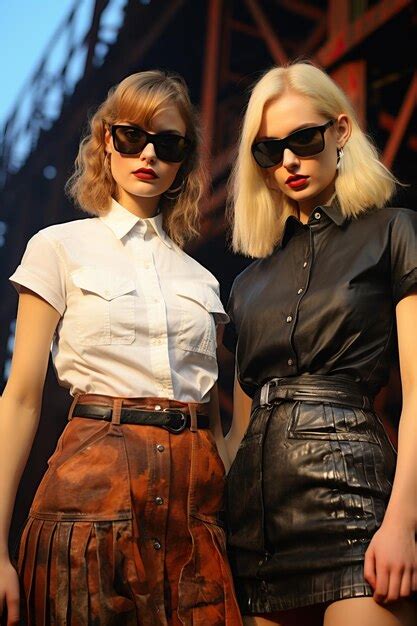 Premium Ai Image Two Women Wearing Sunglasses And Posing For A Picture