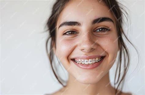 Premium Photo A Girl With Braces On Her Teeth