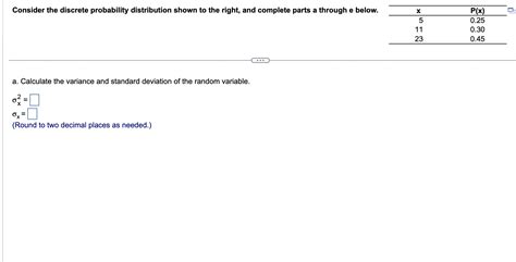 Solved A Calculate The Variance And Standard Deviation Of Chegg