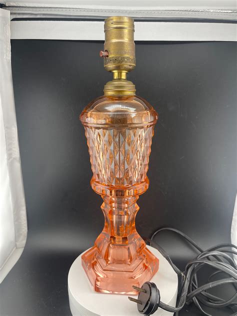 Vintage Depression Era Pink Glass Lamp 1930s Working Antique Boudouir