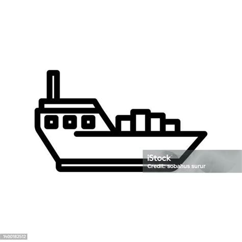 화물선 아이콘 벡터입니다 교통 해양 차량 선 아이콘 스타일 편집 가능한 간단한 디자인 일러스트 레이 션 교통수단에 대한 스톡 벡터 아트 및 기타 이미지 Istock