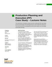 Intro ERP Using GBI Notes PP A En V LECTURER NOTES Production Planning And Execution PP