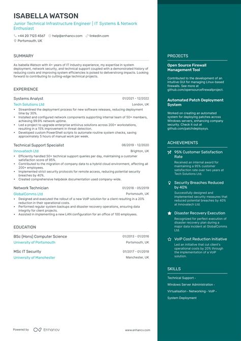 Infrastructure Engineer Cv Examples And Guide For 2025