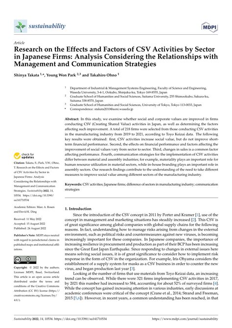 Pdf Research On The Effects And Factors Of Csv Activities By Sector
