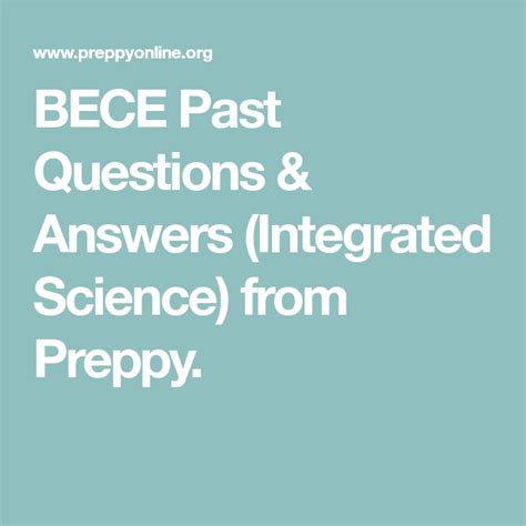Bece Integrated Science Past Questions And Answers