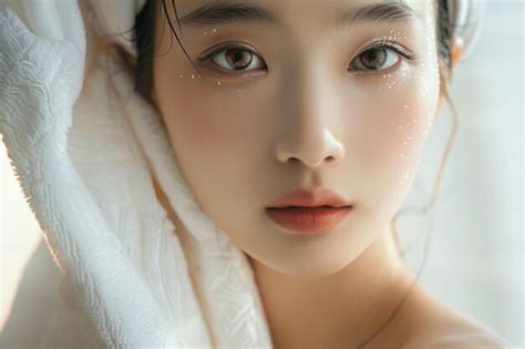 A Woman With A Towel On Her Head Premium Ai Generated Image